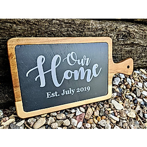Personalized Acacia and Slate Cutting Board. 9 Engraving Options. 2 Sizes. Custom Wedding Gift For Couple, Newlyweds, Anniversary. Closing Gift. Realtor Gift. Engraved Slate/Acacia Cutting Board