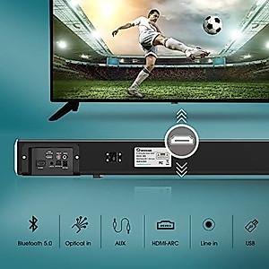 Wohome Sound Bar 32-Inch 80W Soundbar with Built-in Subwoofer 2.1CH 3D Surround Sound Home Audio Sound Bars for TV Speakers, Support HDMI-ARC,Opt, RCA,AUX, Bluetooth 5.0, LED Display|Model S9960