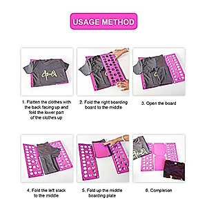 Folding Boards Quality Kids Magic Clothes Folder T Shirts Jumpers Organizer Fold Save Time Quick Clothes Folding Board Clothes Holder (Pink)