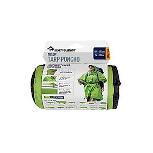 Sea to Summit Nylon Tarp Poncho 4-in-1 Raincoat, Pack Cover, Groundsheet, and Shelter, Apple Green