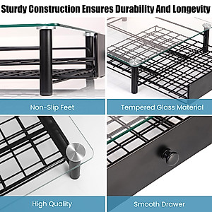 Tempered Glass Coffee Pod Drawer,Nespresso Vertuo Pod Holder Drawer for 40（1.35/2.7 floz) Vertuoline Pod, Nespresso Capsule Organizer Compatible with Vertuo Next Vertuo Plus,14.76"D x 12.99"W x 3.5"H