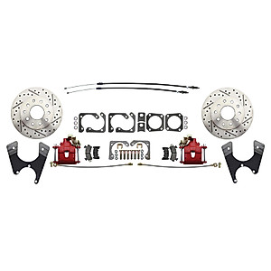 Speedway Rear Drill/Slotted Disc Brake Kit, 64-72 GM A-Body, Red