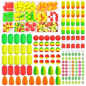 SILANON Pompano Rigs Floats Beads Kit,Foam Snell Fishing Floats Bobbers for Surf Fishing Live Bait Walleye Rig Making Accessories Bullet Cylinder Float for Trout Catfish