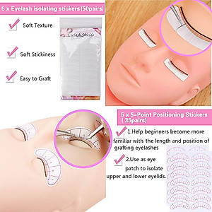 Beuaty Star Professional Lashes Kit False Eyelash Extensions Practice Kit Flat Mannequin Head Lash Extensions for Beginners Makeup Training and Eyelash Graft(No Glue)
