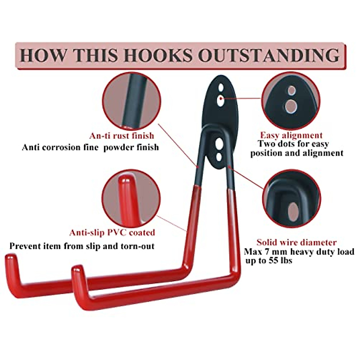 folisea Garage Storage Utility Hooks,Wall Mount Garage Hanger Heavy Duty Garage Hooks for Fixing ladders, Garden Tools, Bicycles 10 Packs