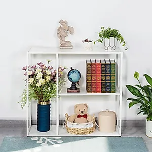 HDANI Console Table, Narrow Entryway Table, 3 Tier Metal Hallway Table, 9.8''Dx31.5''Wx29.7''H(White)