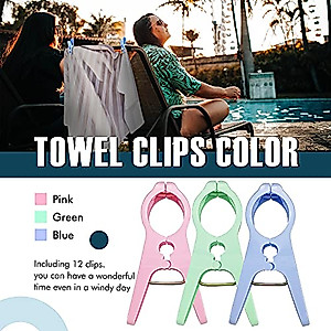 Beach Chair Towel Clips Holders - Beach Accessories for Vacation Must Haves Cruise Essentials for Carnival Ship, Set of 12