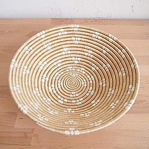 African Basket- Ntamba/Rwanda Basket/Woven Bowl/Sisal & Sweetgrass Basket/Tan, White
