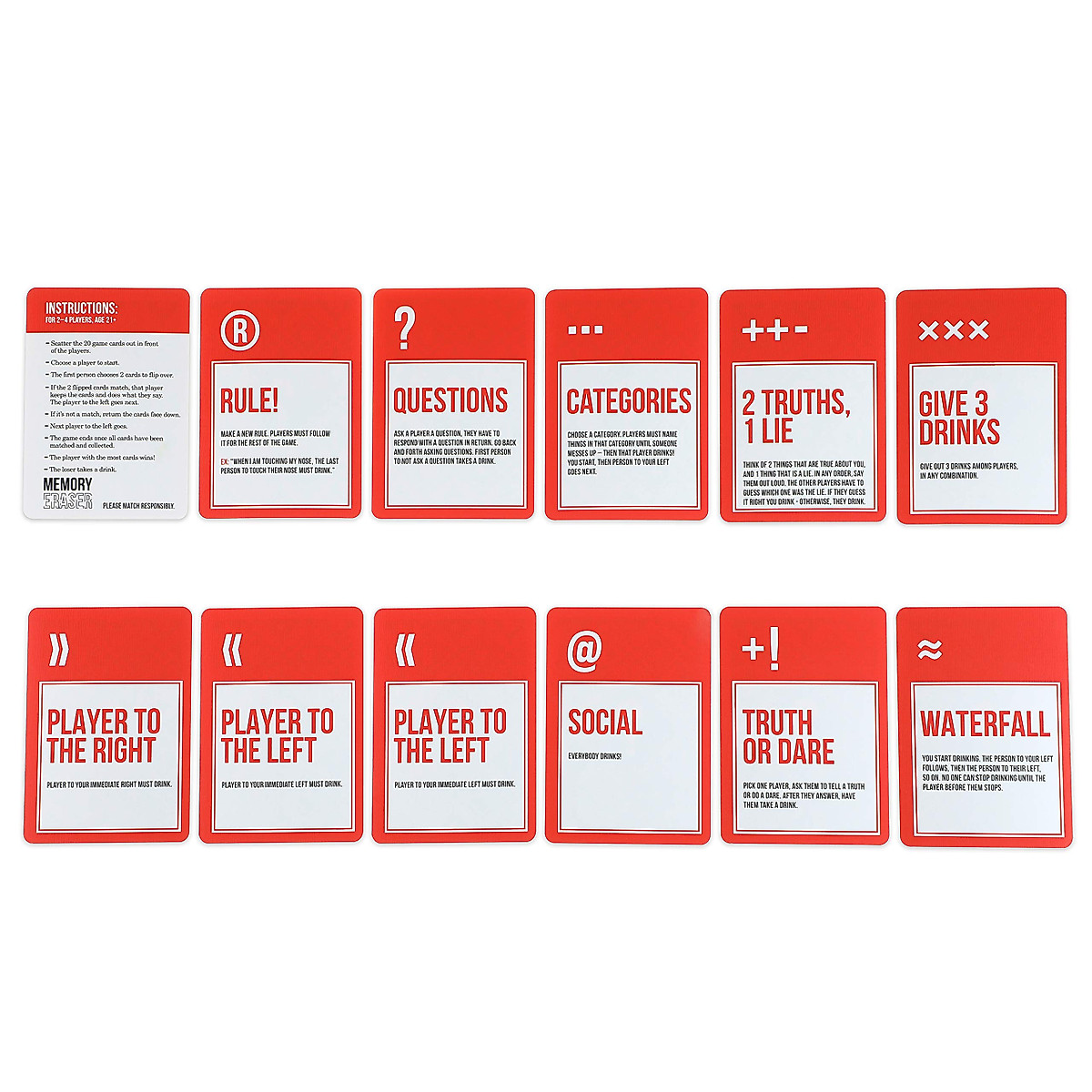 Foster & Rye Memory Eraser - Card Matching Adult Drinking Games for Adults Only - Board Games for Drinking