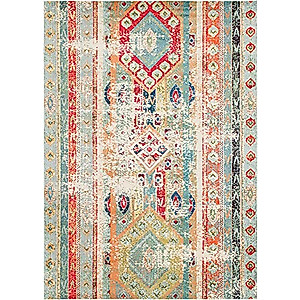Unique Loom Sedona Collection Distressed, Southwester, Over-Dyed, Vintage Area Rug, 9' 0" x 12' 0", Blue/Beige