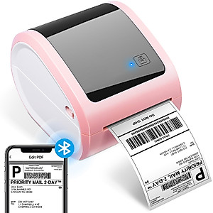 Bluetooth Thermal Shipping Label Printer 4X6 - Wireless Pink Thermal Label Printer for Shipping Packages & Small Business - Thermal Shipping Label Printer, Compatible with Phone, USPS, Shopify, Ebay