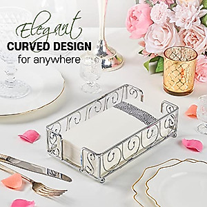 LEVIMETREE Napkin Holder for Bathroom – Cast Iron Silver Napkin Holder for Table – Versatile and Modern Bathroom Napkins Guest Disposable – Premium Paper Hand Towels Caddy, Bathroom Napkin Tray