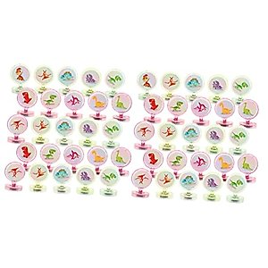 jojofuny 60 pcs Dinosaur Shape Plastic Treat Cartoon Kindergarten Rewards Color Stampsrandom Favors Kids Stamps Lovely Children's Birthday Classroom Stuffersrandom Stuffers Stocking