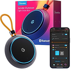 Govee Outdoor Light Show Box, 22 Music Modes and 20 Scene Modes, Bluetooth Smart Group Control 10 Devices, IP65 Waterproof, Battery Powered, USB Charged, Supports Govee Smart Color Lights