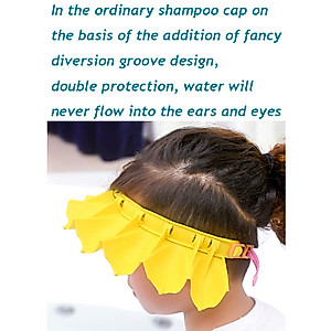 Baby Shower Cap Silicone Bathing Hat, Adjustable Shower Cap Kids, Infants Soft Protection Hat Safety Visor Cap Hat for Toddler Children (Yellow, Big Size(1-12 Years old/16.5-22.8 Inches))