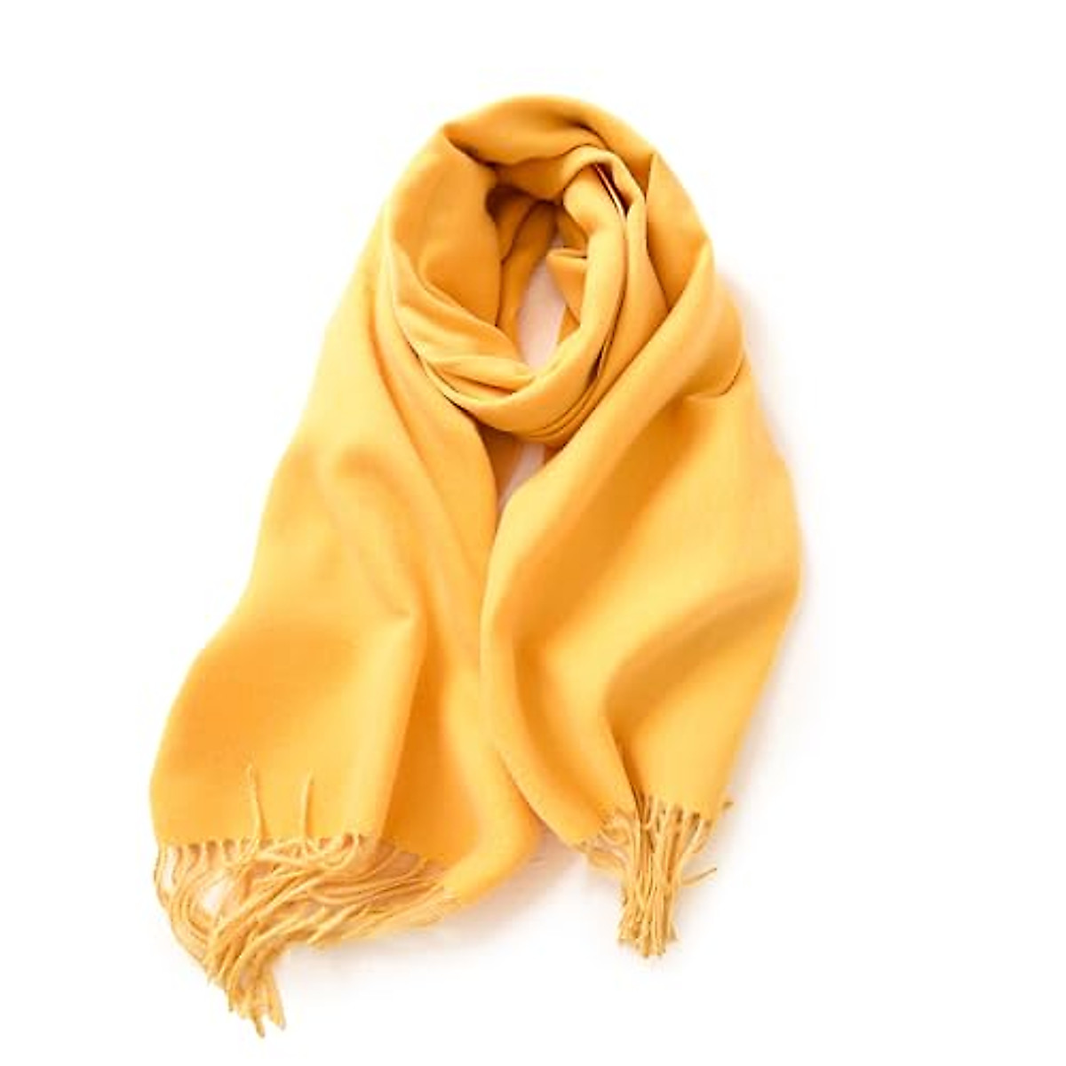 Wander Agio Womens Thick Blanket Scarf Long Shawl Large Scarves Cashmere Feel Double-side Pure Shiny Candy Color Bright Yellow 12