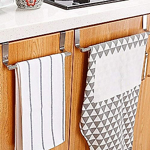 Stainless Steel Towel Bar Holder Over Kitchen Cabinet Door Hanging Rack 24cm 36cm by SHG (36cm)
