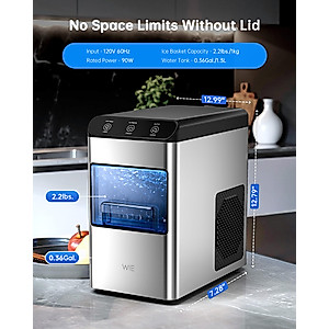 Ice Makers Countertop Nugget for Home Kitchen 37LBS, Pebble Counter Top Ice Machine, Mini Small Ice Maker,Portable Sonic Chewable Pellet Soft Icemaker, LED Maquina de Hielo Tabletop Self Cleaning