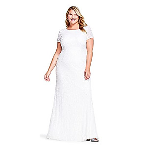 Adrianna Papell Women's Scooped Back Long Dress, Ivory, 20