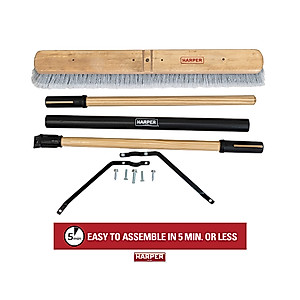 Harper 20201043 24 in. Indoor Smooth-Surface Push Broom with Flagged Bristles, Sand, Saw Dust, Wood Shavings and Pet Hair