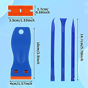 TIESOME Multipurpose Plastic Scraper Set, Non-Scratch Scraper Tool with 10Pcs Plastic Blades & 3pcs Double-Head Detail Cleaning Stick for Removing Lable Glue Decal in The Glass Window Floor