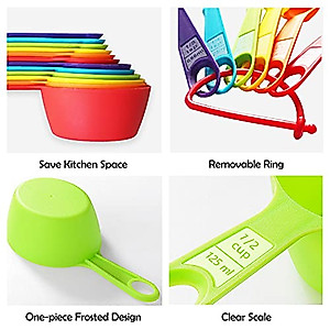 12 Piece Measuring Cups and Spoons Set, Colored Kitchen Measure Tools, Durable Nesting Cups and Spoons for Dry and Liquid, Dishwasher Safe