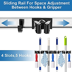 Piyl Broom Mop Holder Wall Mount, Hanger Mounted Metal Organization Garage Storage Garden Kitchen Tool Organizer for Home Goods