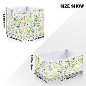 YEGAME Cube Storage Box, Lemon Foldable Fabric Storage Bin Portable Storage Basket for Book shelf Closet Laundry Room Nursery Home Office Decor, 11X11X11In