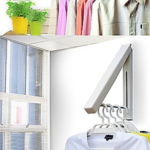 Kerocy Stainless Steel Wall Mounted Indoor Adjustable Clothes Hanger Magic Foldable Drying Racks