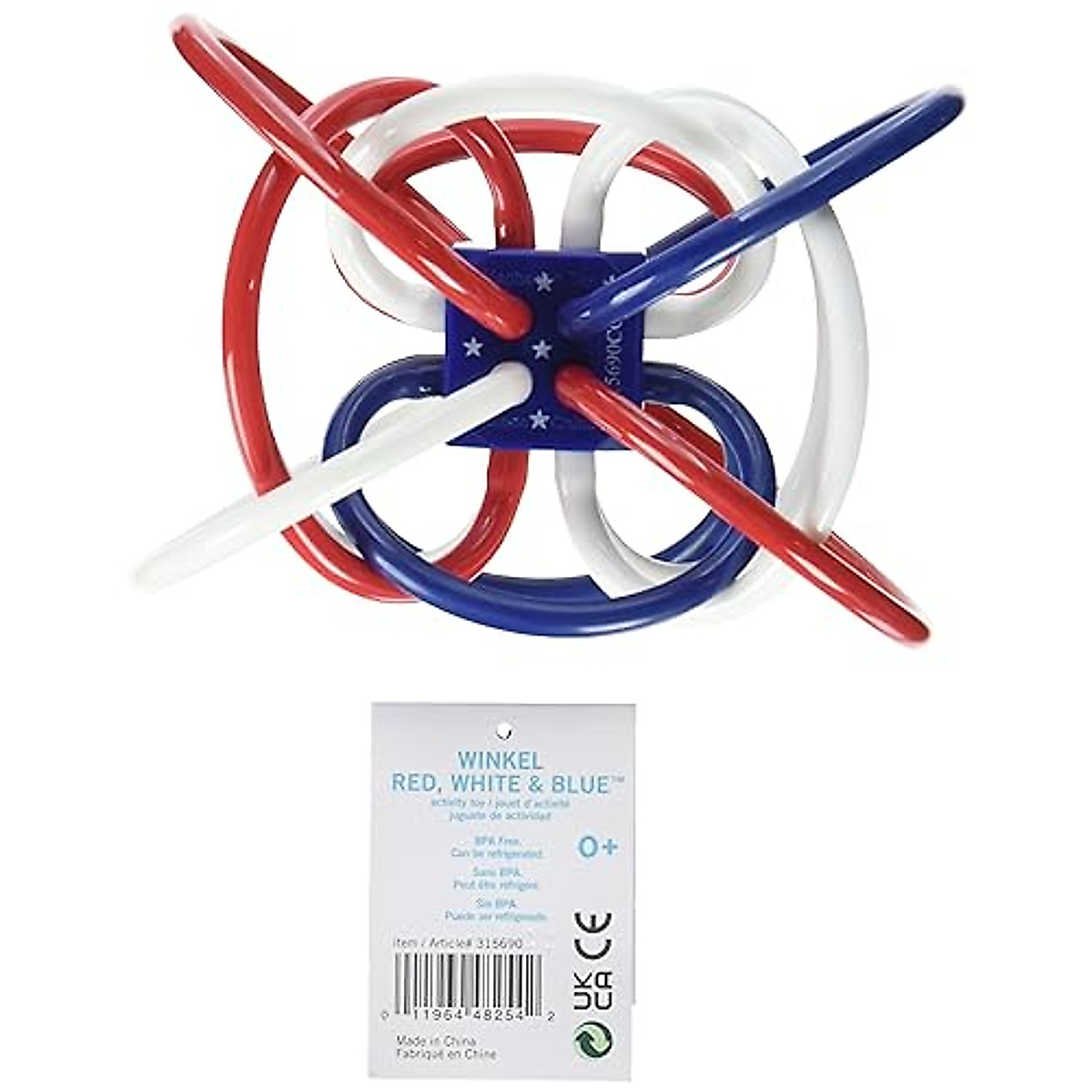 Manhattan Toy Red, White, and Blue Winkel Rattle and Teether Baby Toy