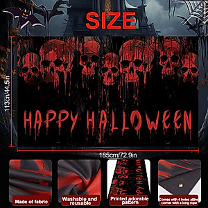 Scary Skull Table Runner Table Decorations, Halloween Background Banners Horror Halloween Photo Background for Halloween Party Wall Door Decor