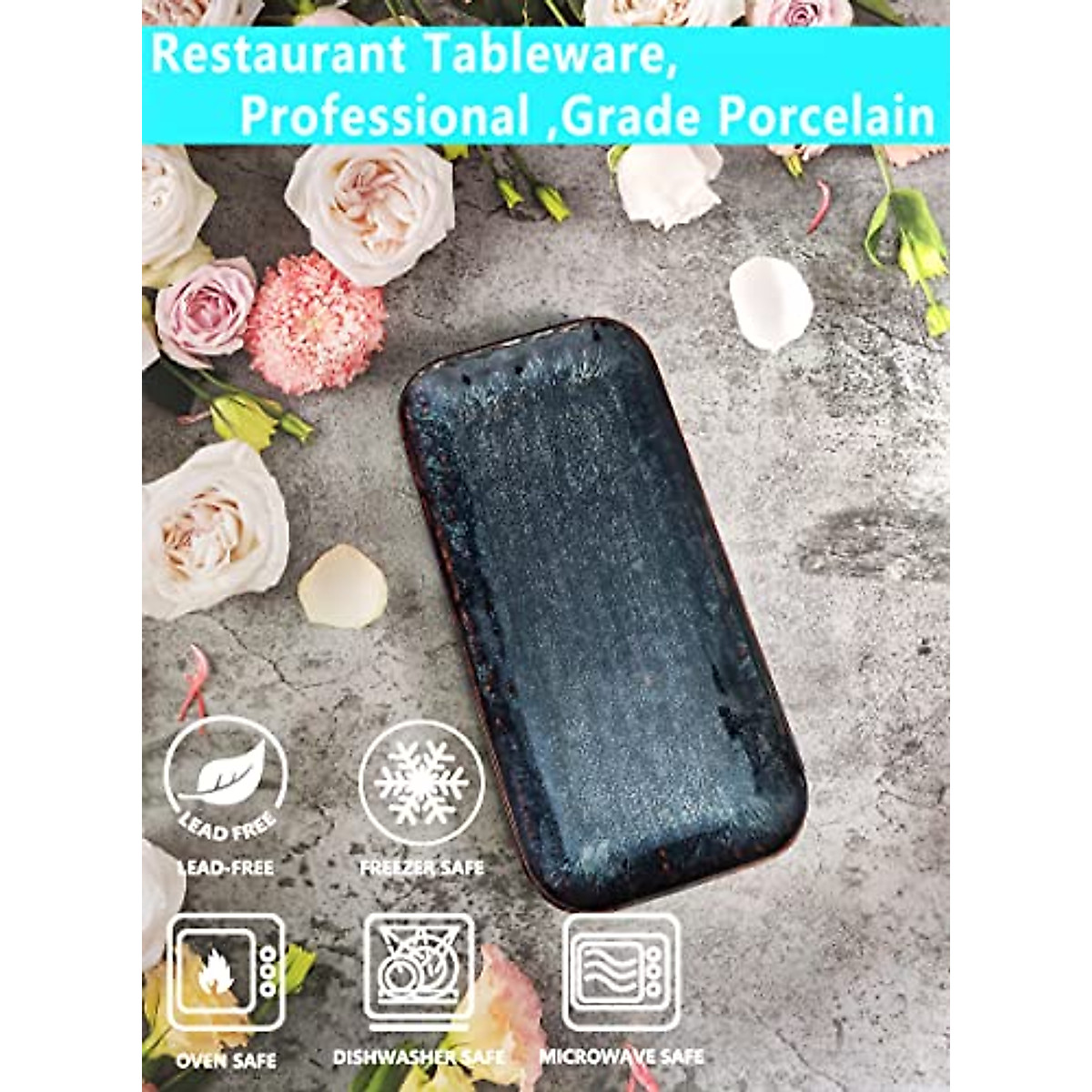 Jinsongdafa Ceramic Dinner Plates Set of 4, Main Dish for Steak, Bread, Risotto, Pasta, Salad, Microwave, Oven and Dishwasher Safe, Scratch Resistant