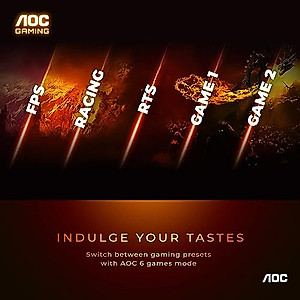 AOC C27G2Z 27" Curved Frameless Ultra-Fast Gaming Monitor, FHD 1080p, 0.5ms 240Hz, FreeSync, HDMI/DP/VGA, Height Adjustable, 3-Year Zero Dead Pixel Guarantee, Black, Xbox PS5 Switch