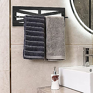 2PCS Rustic Towel Rack for Bathroom Wall Mounted, Wall Mounted Wood Wall Hanging Bathroom Towel Holder and Organizer for Small Bathroom Kitchen Storage Organizer Rack, Bathroom Towels, Robes (Black)