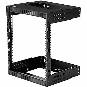 StarTech.com 2-Post 12U Heavy-Duty Wall Mount Network Rack, 19" Open Frame Server Rack with Adjustable Depth, Wall Mount Data Rack for IT / AV / Patch Panel / Computer Equipment (RK12WALLOA)