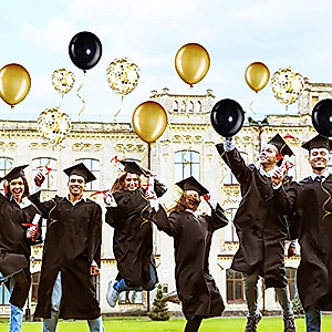 56 Pcs Balloon and Balloon Weights, 50 Pieces Balloons Decorative Birthday Confetti Balloons 6 Pieces Balloon Weights Pack Holder Balloons Party Wedding Birthday Decors(Black, Gold Series)