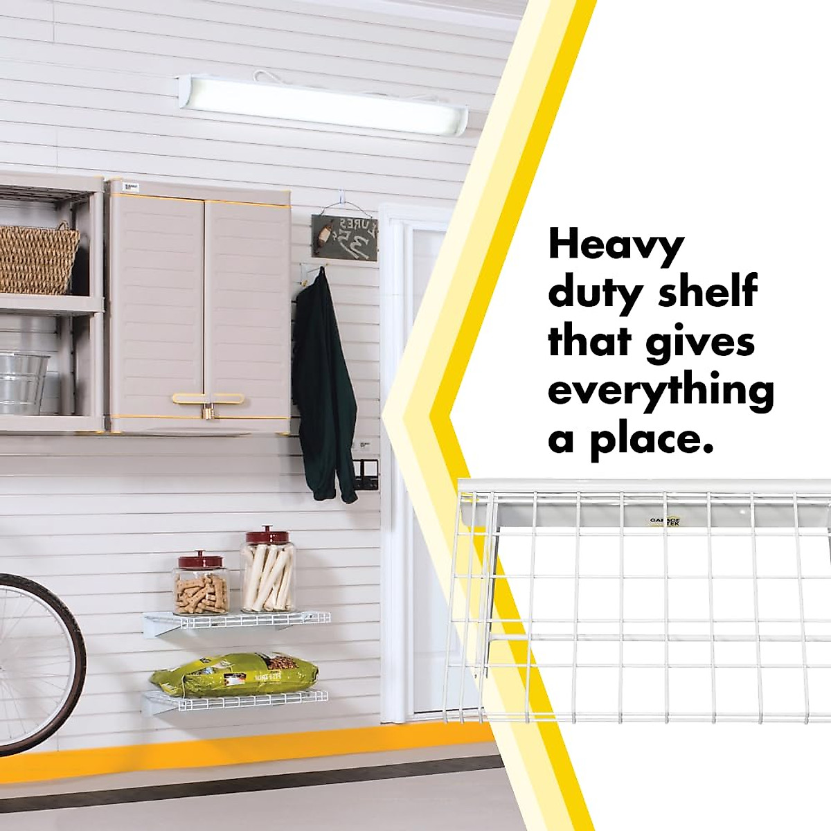 GarageTek 48" Heavy Duty Garage Shelving | Steel Shelf for Garage | Portable Utility Shelf Heavy Duty - Wire Shelving Rack, Mounts on TekPanel, TekTrak and Most Garage Storage Slat Walls