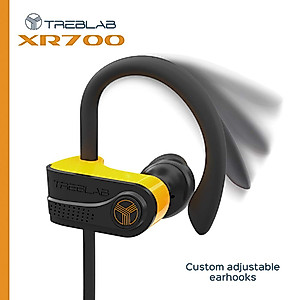 TREBLAB XR700 Wireless Sports Earbuds, Bluetooth 5.0, IPX7 Waterproof, Sweatproof, Custom Adjustable Earhooks, Noise Cancelling, in-Ear Headset