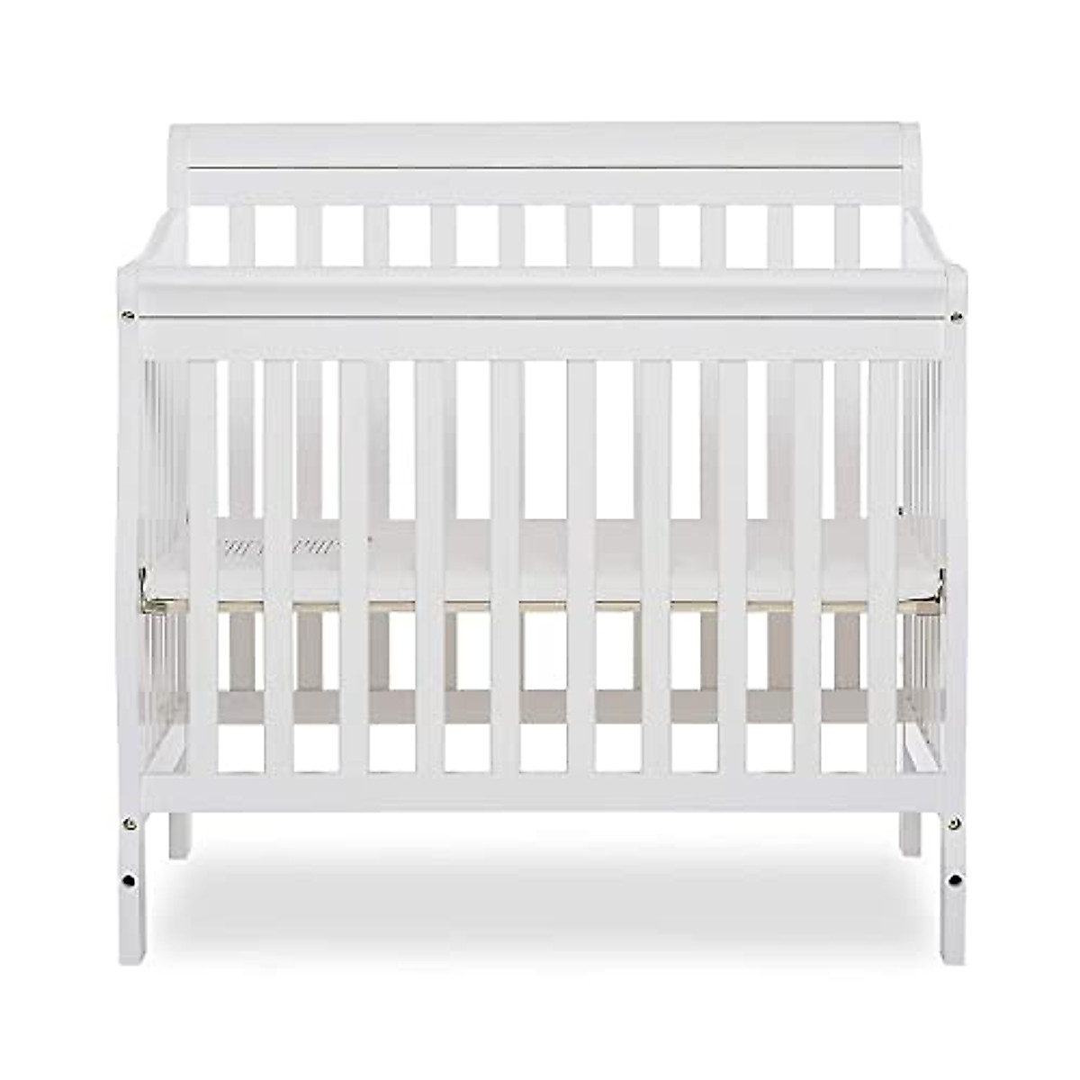 Dream On Me Aden 4-in-1 Convertible Mini Crib In White, Greenguard Gold Certified, Non-Toxic Finish, New Zealand Pinewood, With 3 Mattress Height Settings