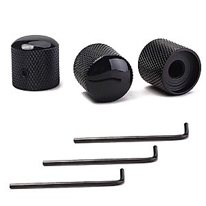 KAIY Set of 3 Black Metal Guitar Control Knob, Guitar Volume Tone Control Dome Knobs, Tele Telecaster or Guitar Bass Replacement Parts