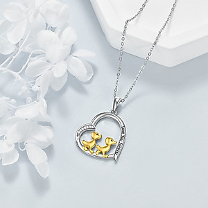 JERWLI Duck Gifts Necklace 925 Sterling Silver Duck Pendant Necklace Heart Duck Jewelry for Women Duck Lovers Gifts