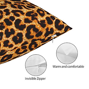 Bed Pillow Protector Zippered Leopard-Print-Camo Soft Pillow Case Cover 20x30 Inches