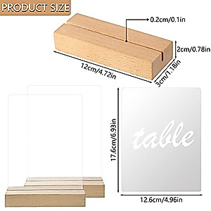 ZYP 5 x 7 Acrylic Sign with Wood Stands, Blank Acrylic Signs with Base, Acrylic Sheet Holder Stand Wood for Wedding Table Number Holder, Table Display Stand Signs for Party Events, Office