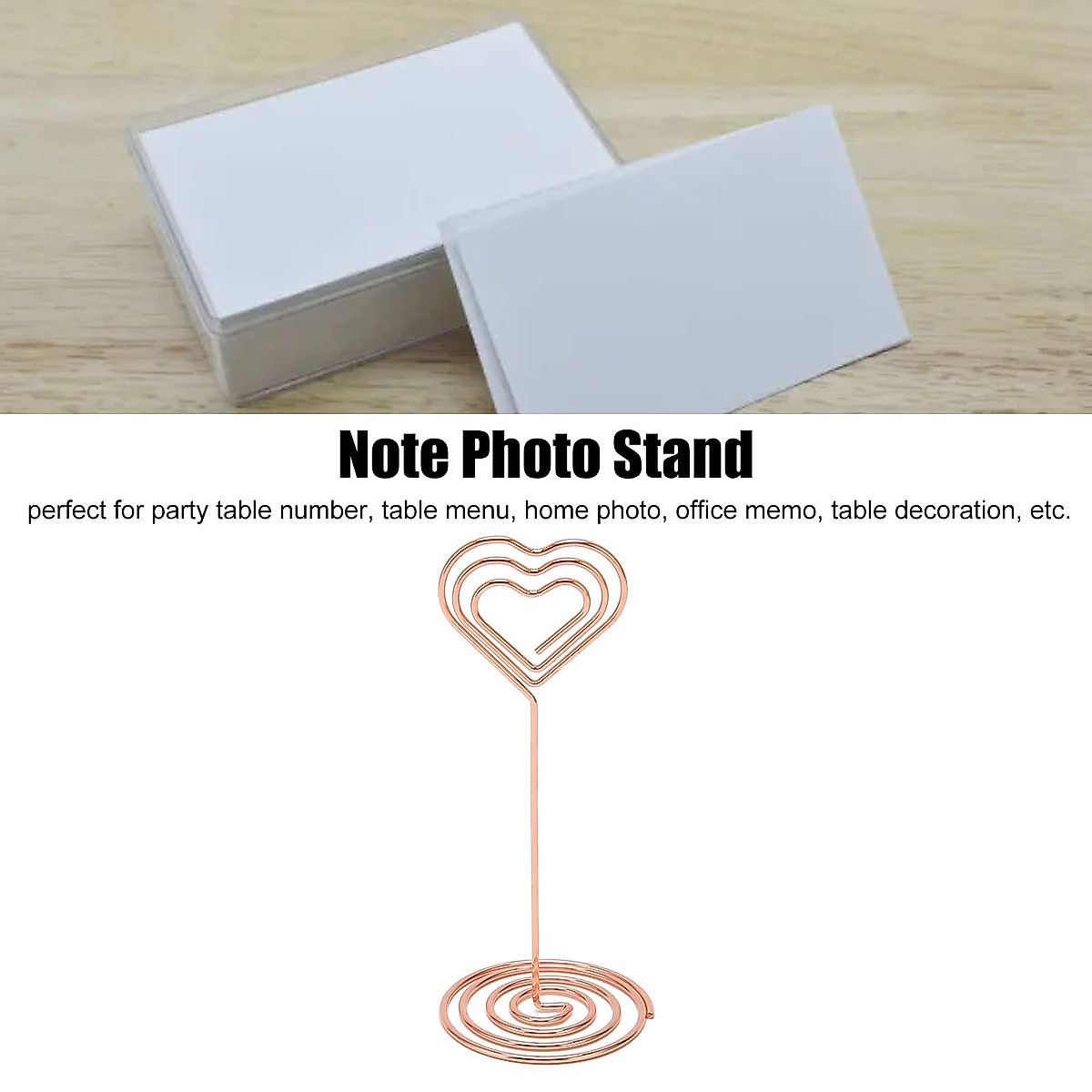 Aladeno 10Pcs Table Number Holders Place Card Holders Photo Holders Table Number Stands Layered Heart Style Stable Base Metal Place Card Holder for Wedding Party Office (Rose Gold)