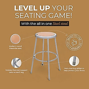 OEF Furnishings (2 Pack) Steel Stools, Grey, 30" High, No Assembly Required
