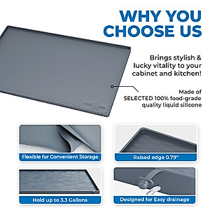 Premium Quality Under Sink Mat for Kitchen Waterproof 34" x 22" Silicone Under Sink Tray for Kitchen & Bathroom -Kitchen Cabinet Organizers and Storage Sink Drip Tray