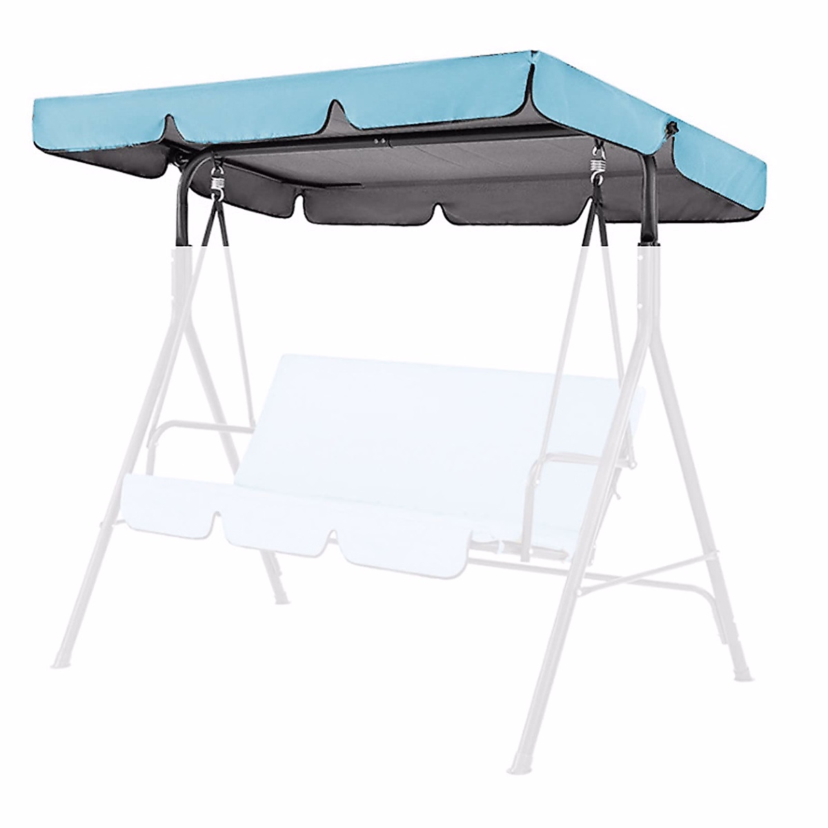 2-3 Seater Swing Canopy Replacement, Dustproof Waterproof Garden Swing Seat Canopy, Rainproof Sun Protection Swing Seat Canopy Replacement for Outdoor Garden Porch Swing (Sky Blue 142 * 120 * 18cm)