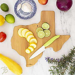 Totally Bamboo Destination Texas State Shaped Serving and Cutting Board, Includes Hang Tie for Wall Display