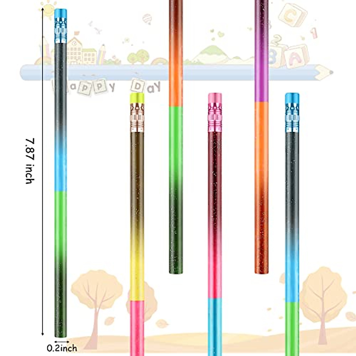 Sabary Color Changing Mood Pencil with Eraser Wooden Fun Pencils Assorted Color Thermochromic Cool Heat Activated Metallic Glitter Pencils for Kids Students Gifts (30 Pieces)