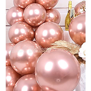 AULE Party Balloons 50 Pcs 12 inch Rose Gold Metallic Chrome Helium Shiny Latex Thicken Balloon Perfect Decoration for Wedding Birthday Baby Shower Graduation Christmas Carnival